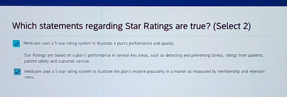 Which statements regarding Star Ratings are | StudyX