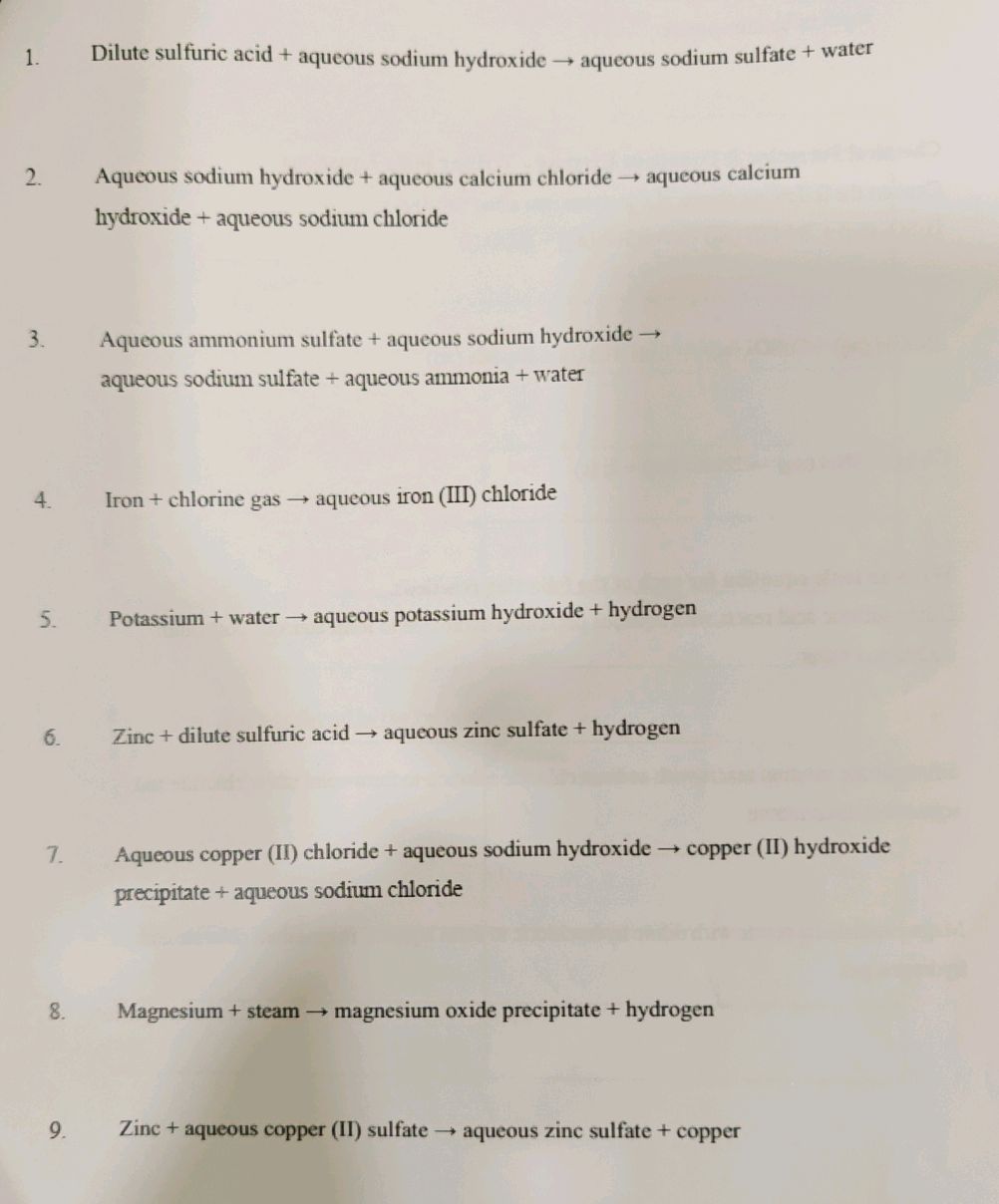 1. Dilute sulfuric acid + aqueous sodium | StudyX