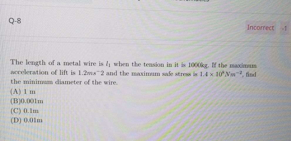 The length of a metal wire is l₁ when the | StudyX
