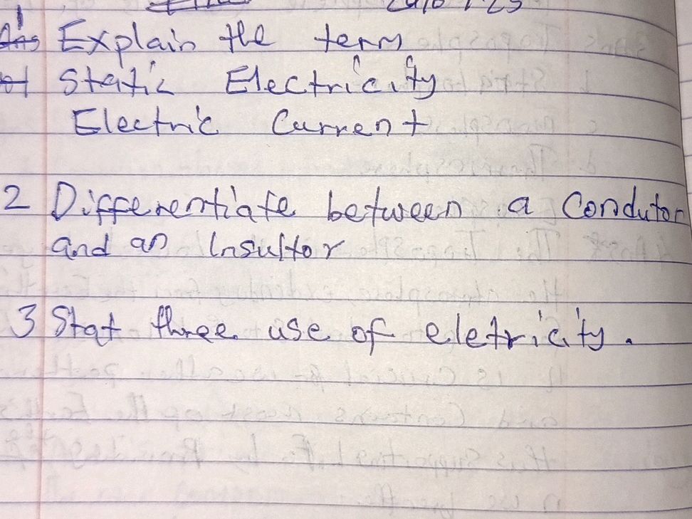 1. Explain the term Static Electricity | StudyX