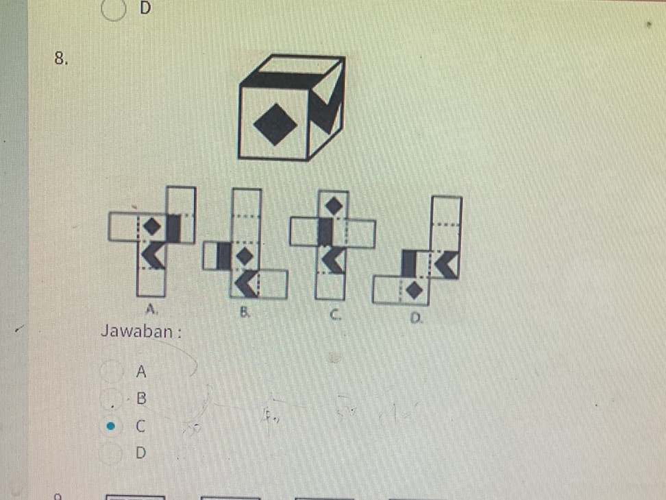 8. (Image of a 3D cube with a pattern) A. | StudyX