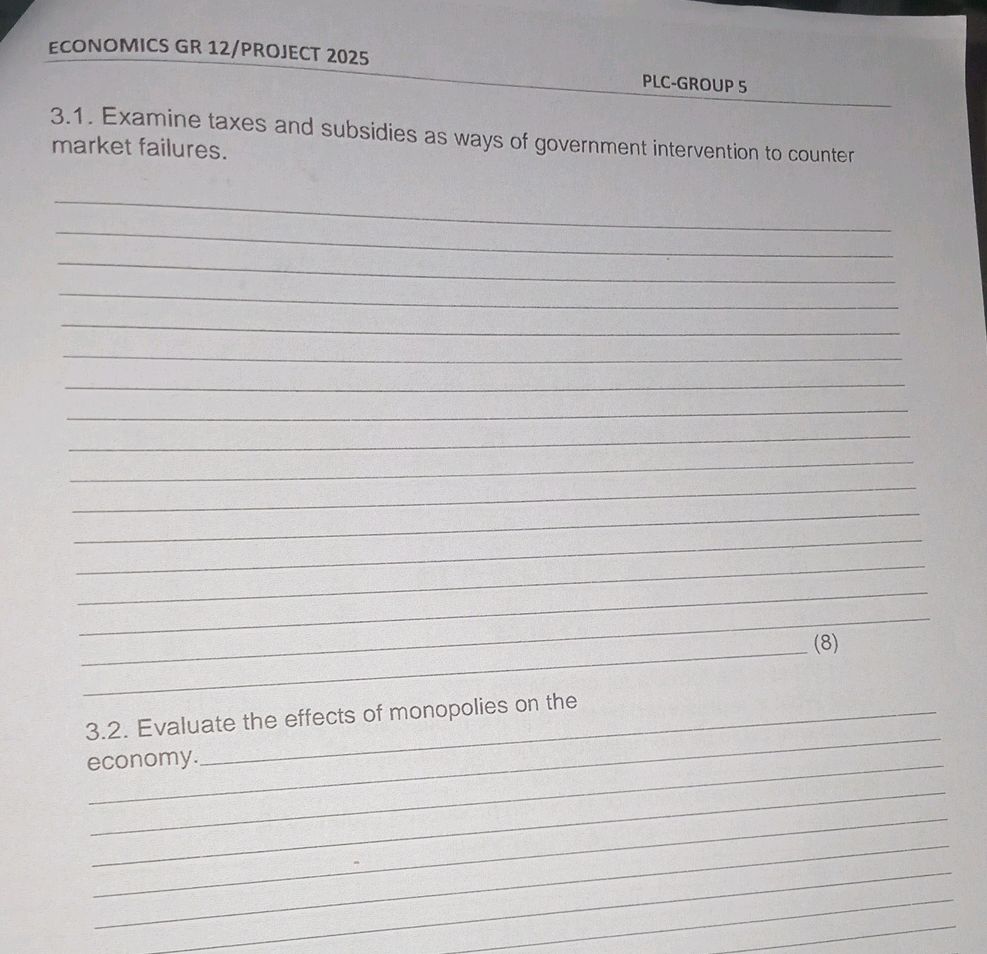3.1. Examine taxes and subsidies as ways of | StudyX