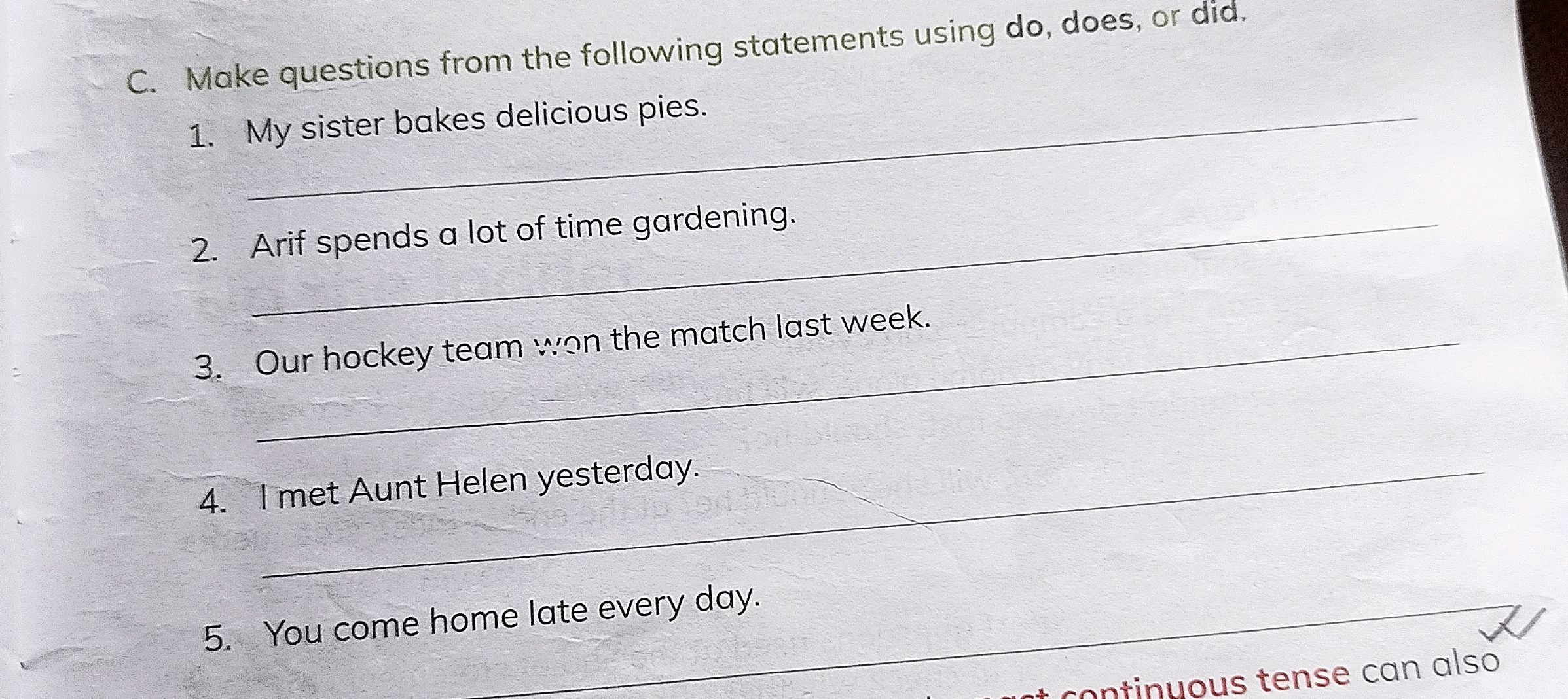 C. Make questions from the following | StudyX