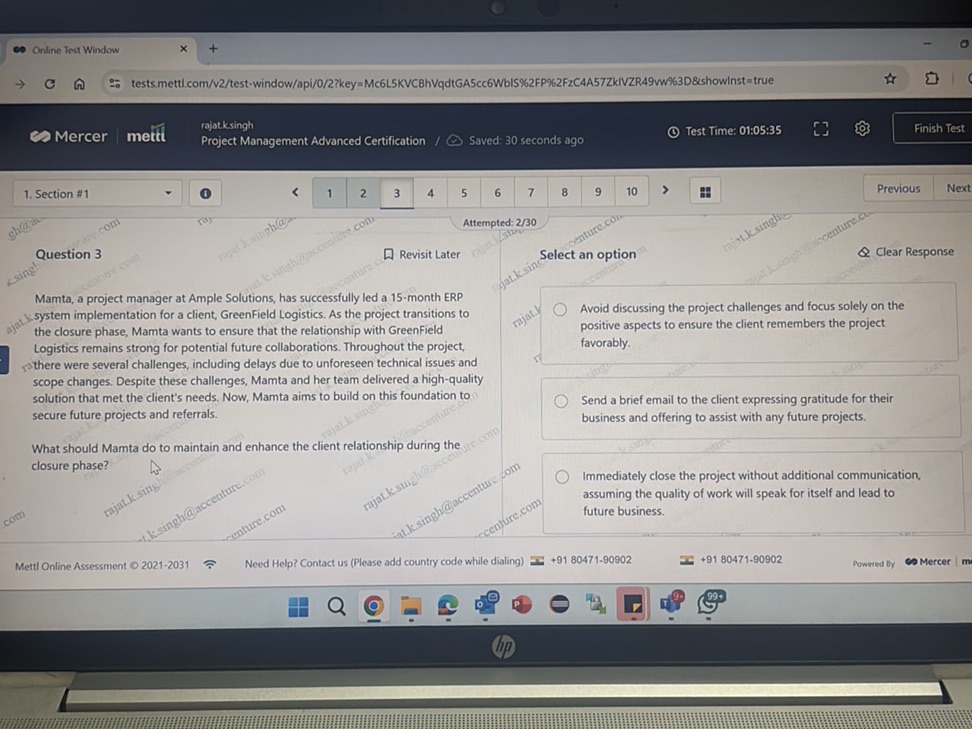 Mamta, a project manager at Ample Solutions, | StudyX