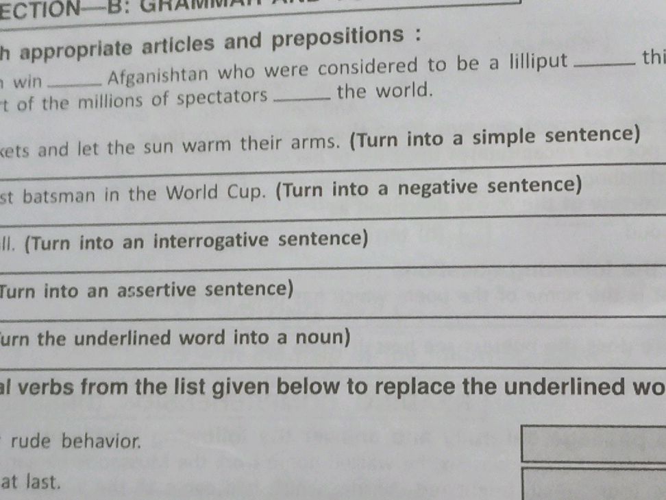 h appropriate articles and prepositions : | StudyX