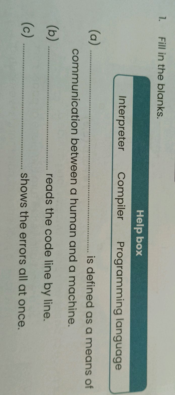 1. Fill in the blanks. (a) ________ is | StudyX