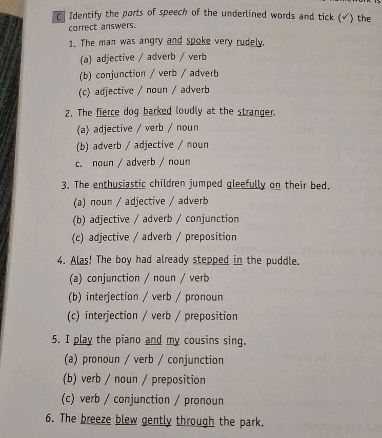 Identify the parts of speech of the | StudyX