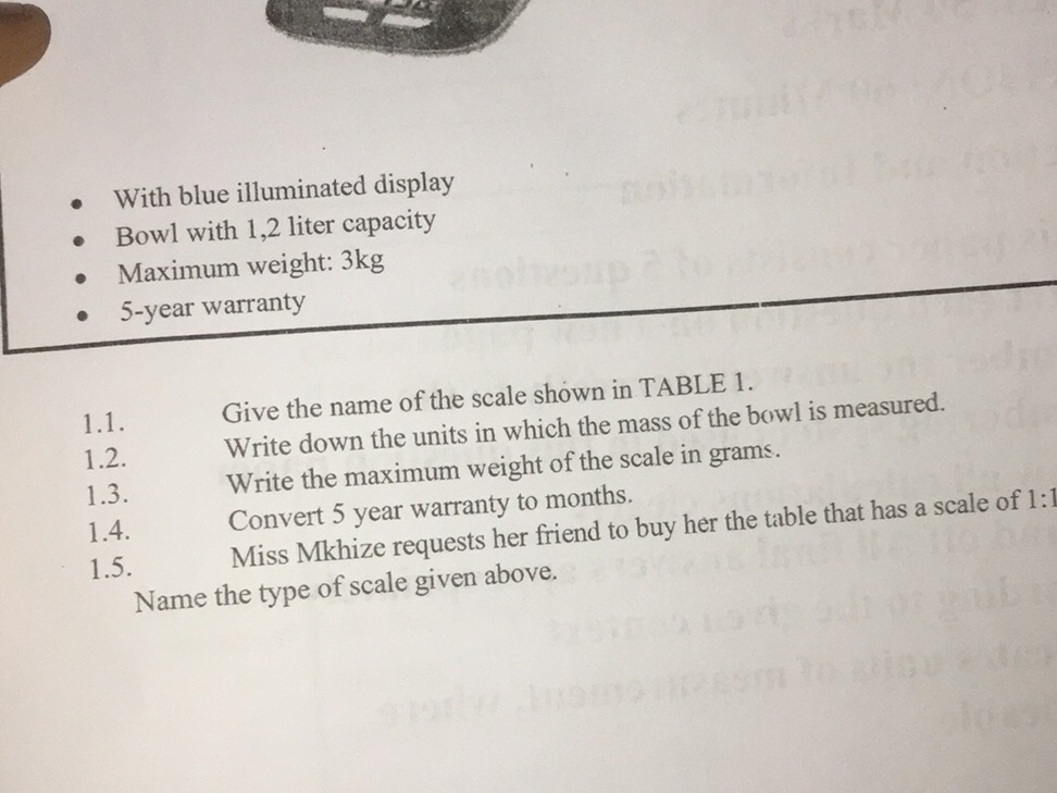1.1. Give the name of the scale shown in | StudyX