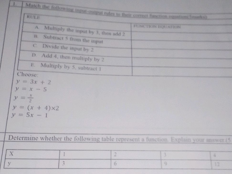Match the following input-output rules to | StudyX