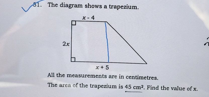 The diagram shows a trapezium. All the | StudyX