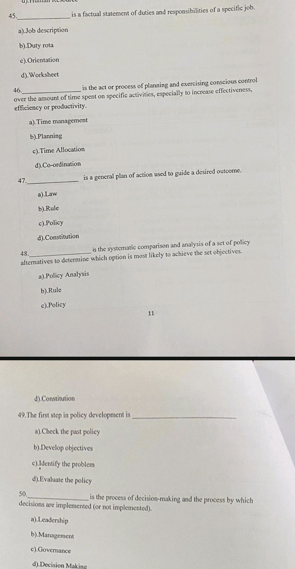 45. is a factual statement of duties and | StudyX