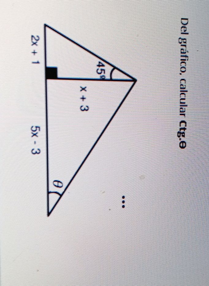 Del gráfico, calcular Ctg.θ $ = 45^ $ $2x | StudyX