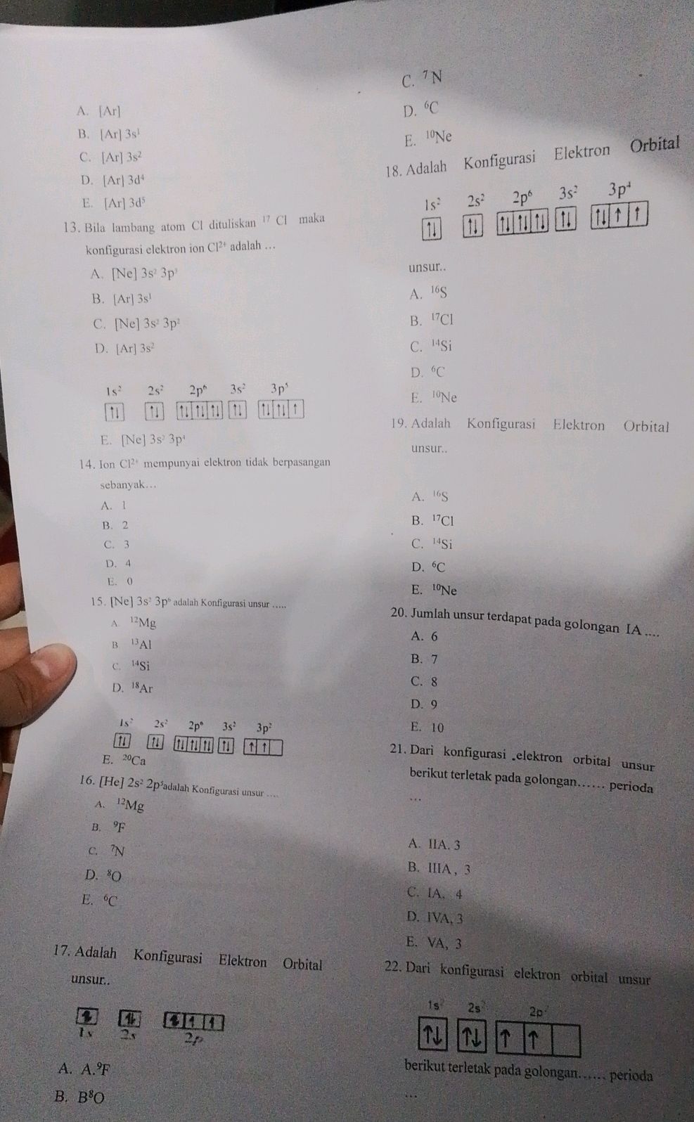 13. Bila lambang atom Cl dituliskan | StudyX