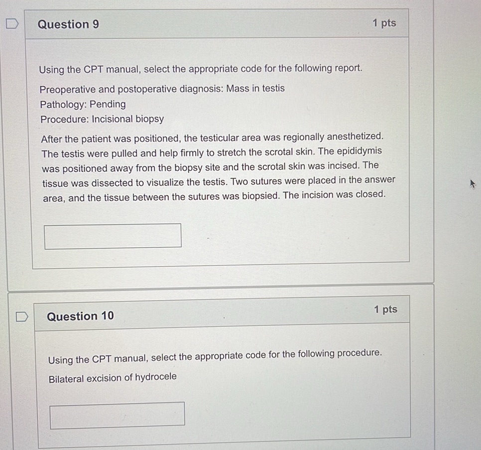 Question 9 Using the CPT manual, select the | StudyX