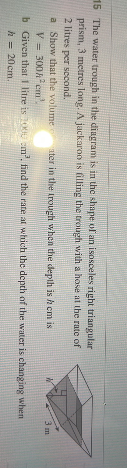 15 The water trough in the diagram is in the | StudyX