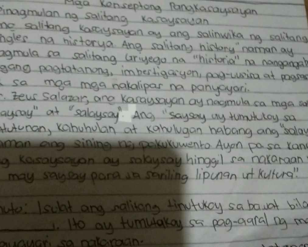 Mga konseptong Pangkasaysayan. Pinagmulan ng | StudyX