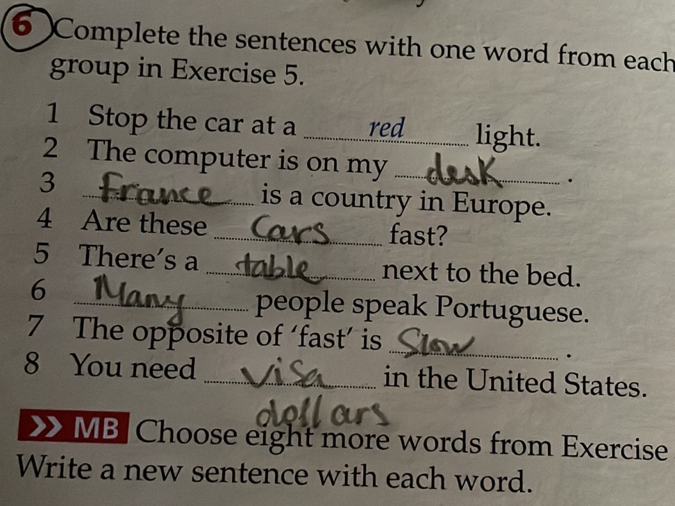 Complete the sentences with one word from | StudyX