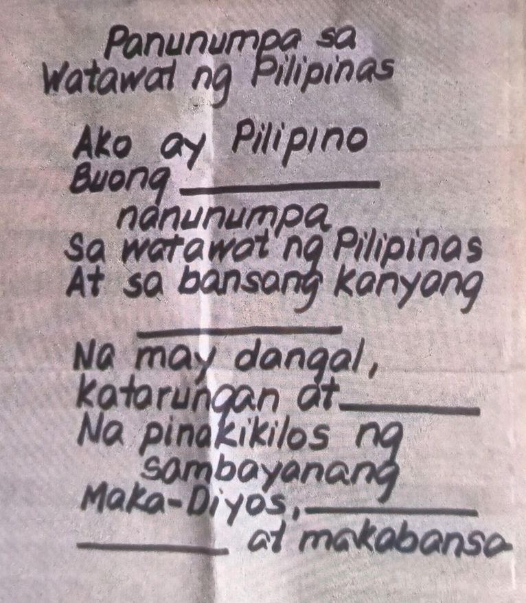 Panunumpa sa Watawat ng Pilipinas Ako ay | StudyX