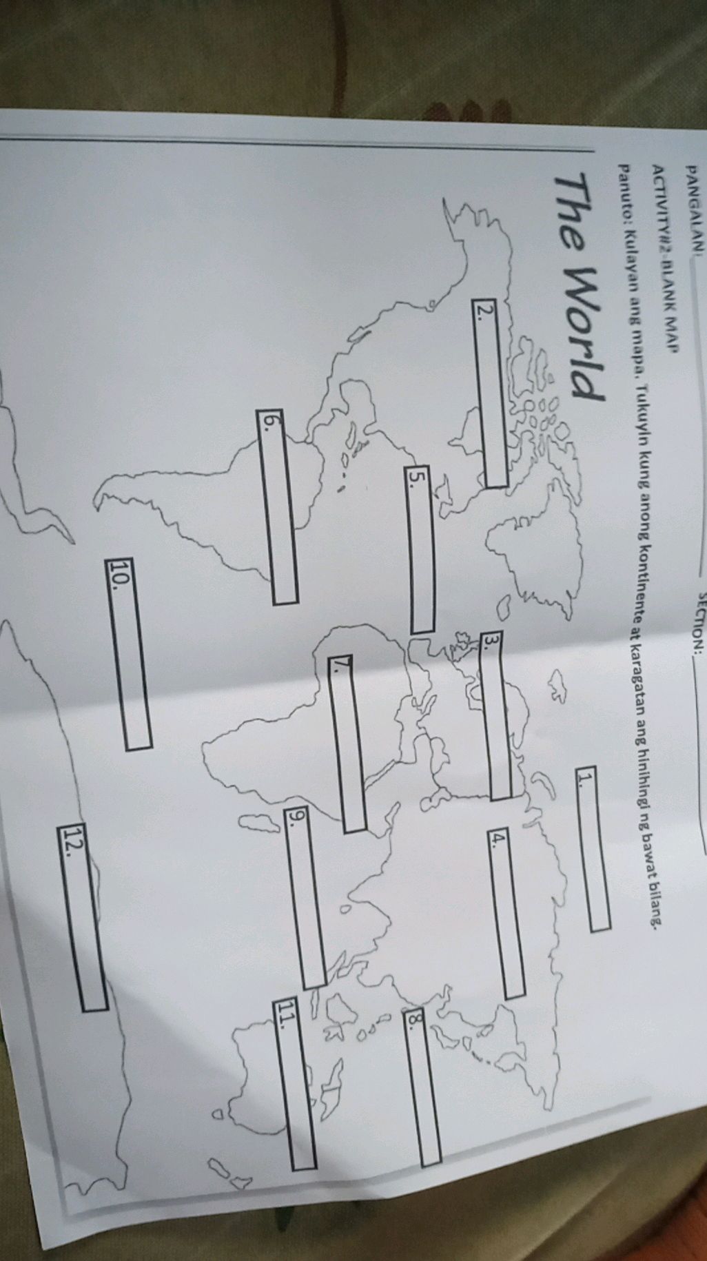 Panuto: Kulayan ang mapa. Tukuyin kung anong | StudyX