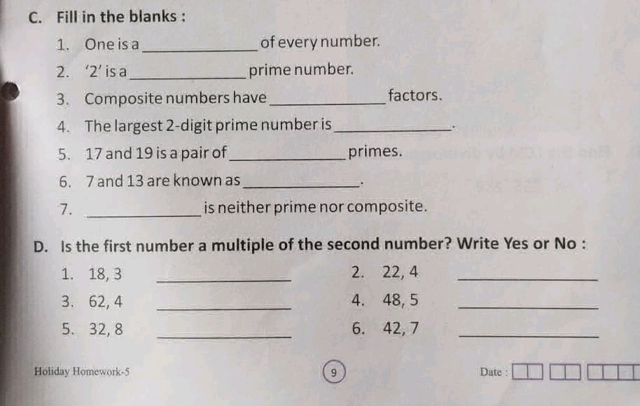 C. Fill in the blanks: 1. One is a ______ | StudyX