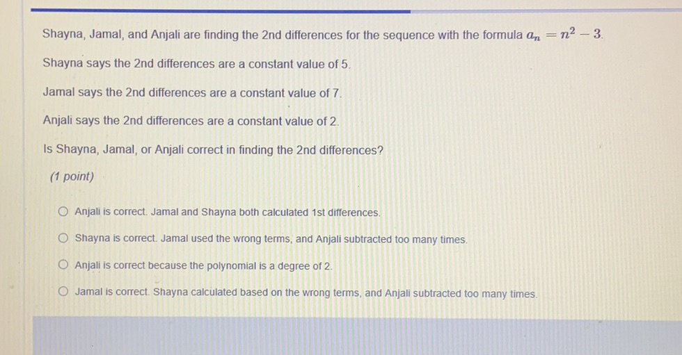 Shayna, Jamal, and Anjali are finding the | StudyX