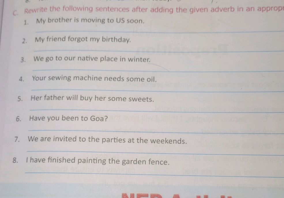 C. Rewrite the following sentences after | StudyX