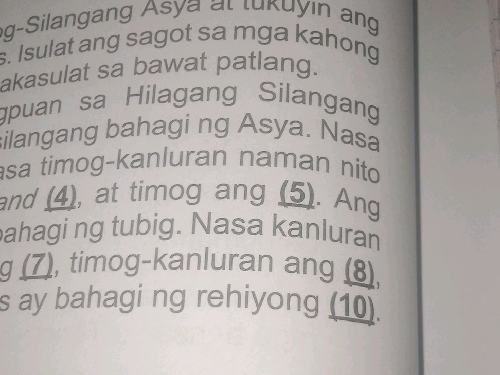 g-Silangang Asya at tukuyin ang s. Isulat | StudyX