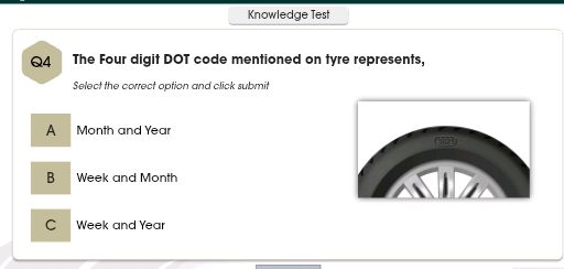The Four digit DOT code mentioned on tyre | StudyX