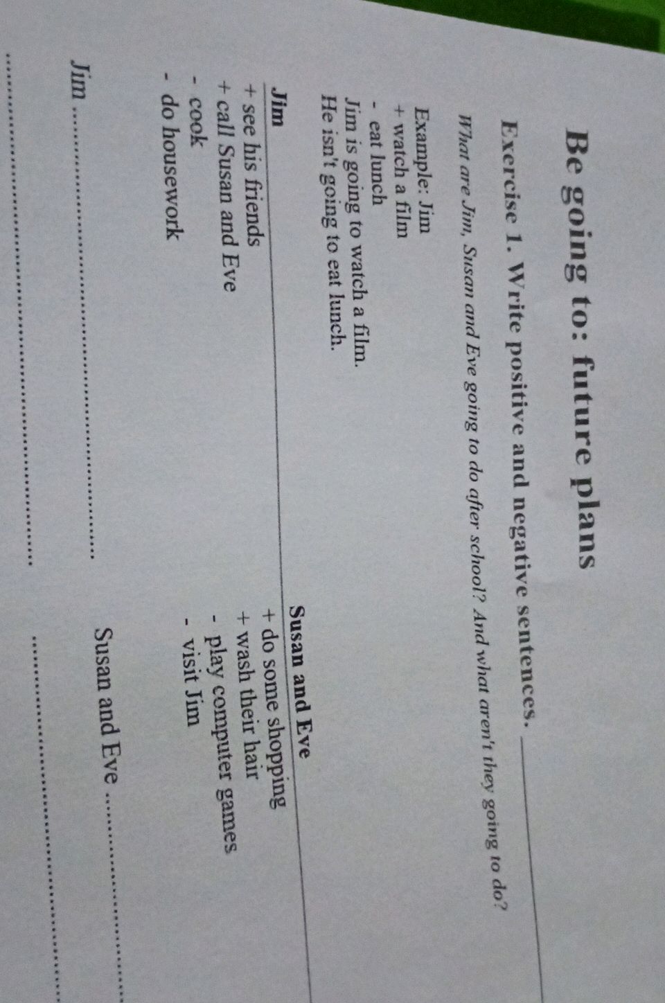 Exercise 1. Write positive and negative | StudyX