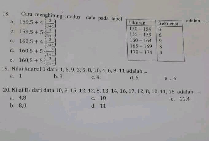 18. Cara menghitung modus data pada tabel | | StudyX