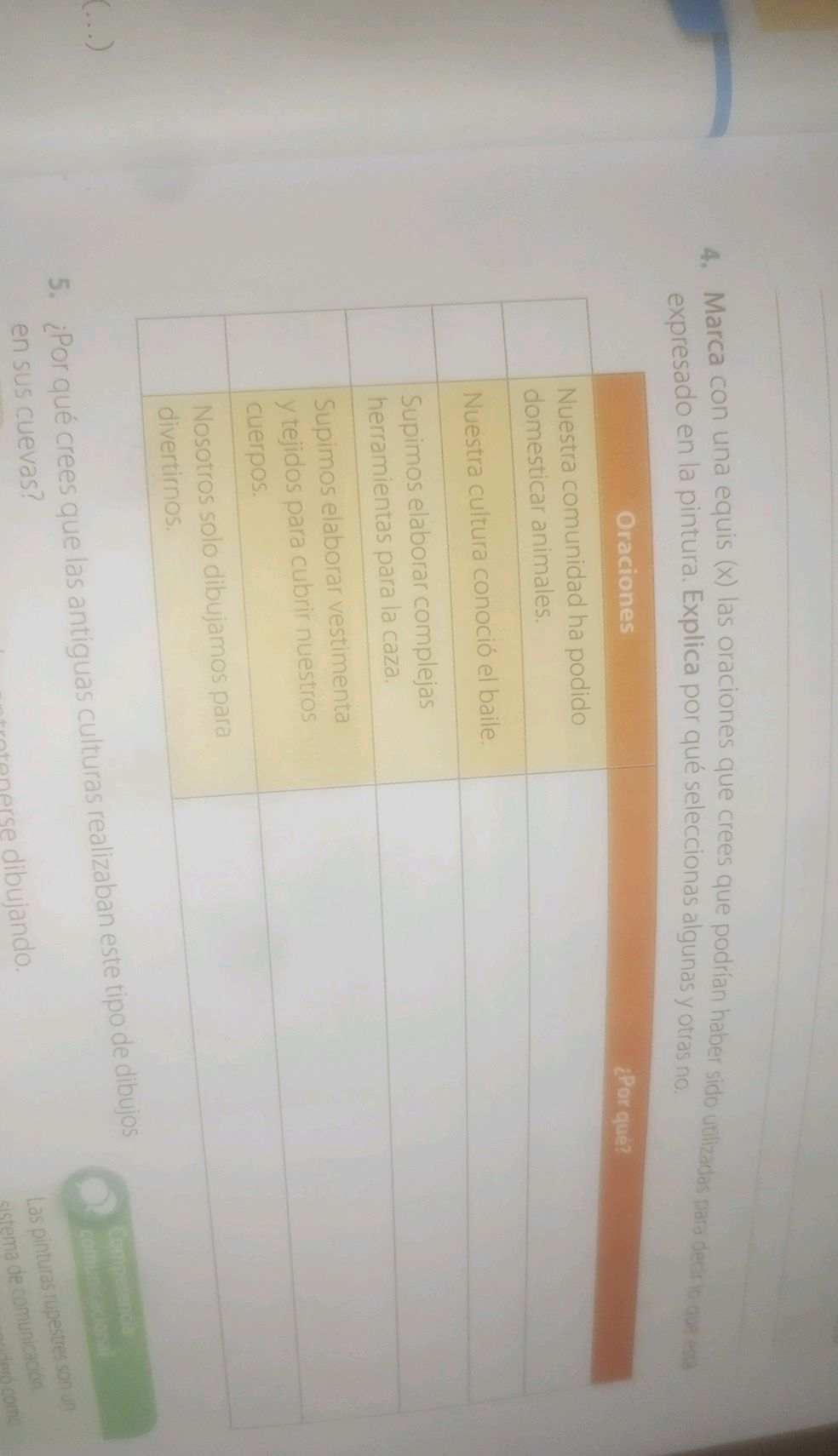 4. Marca con una equis (x) las oraciones que | StudyX
