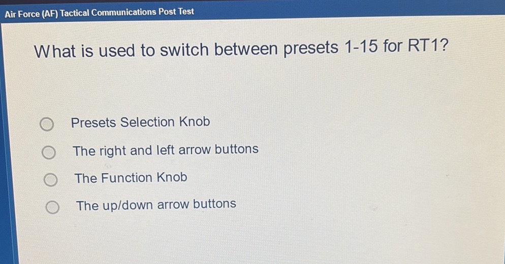 What is used to switch between presets 1-15 | StudyX