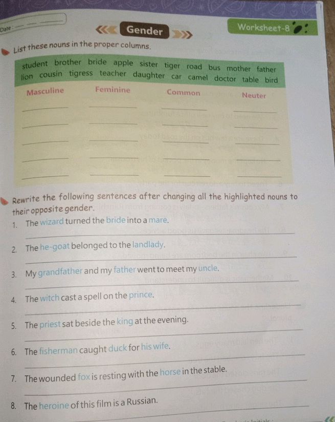 List these nouns in the proper columns. | | StudyX