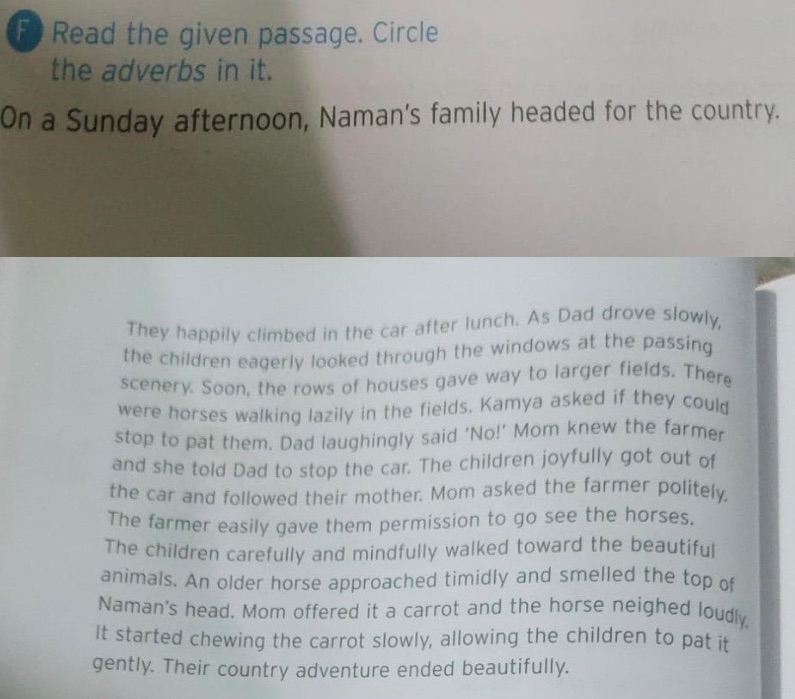 Read the given passage. Circle the adverbs | StudyX