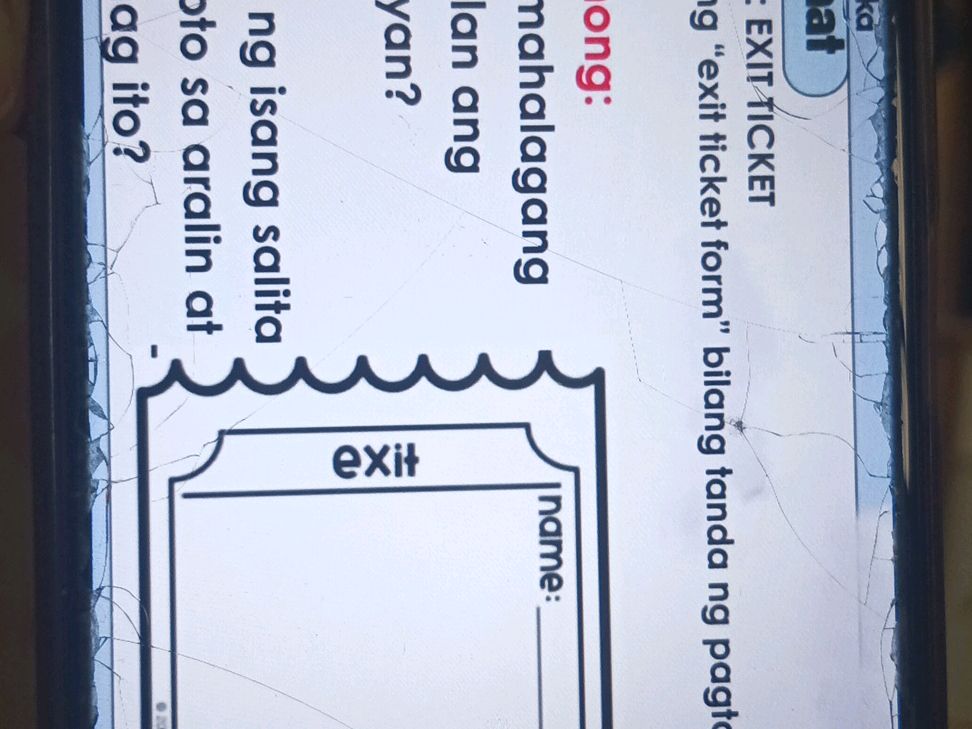 EXIT TICKET ng "exit ticket form" bilang | StudyX