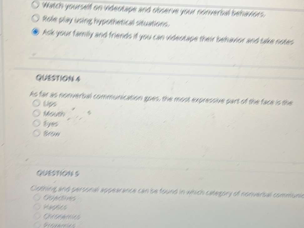 QUESTION 4 As far as nonverbal communication | StudyX