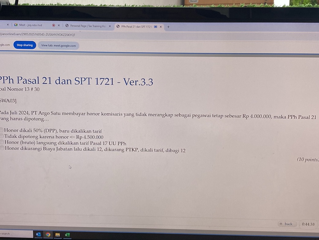 Pada Juli 2024, PT Argo Satu membayar honor | StudyX