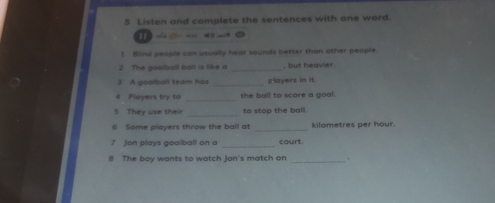 5 Listen and complete the sentences with one | StudyX