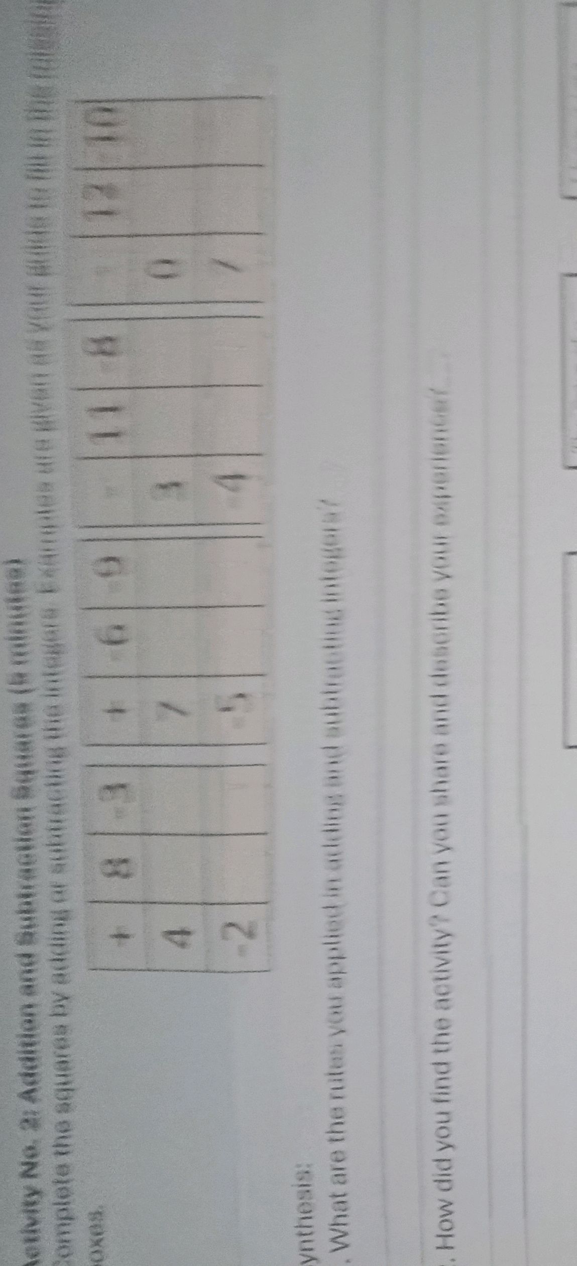 Complete the squares by adding or | StudyX