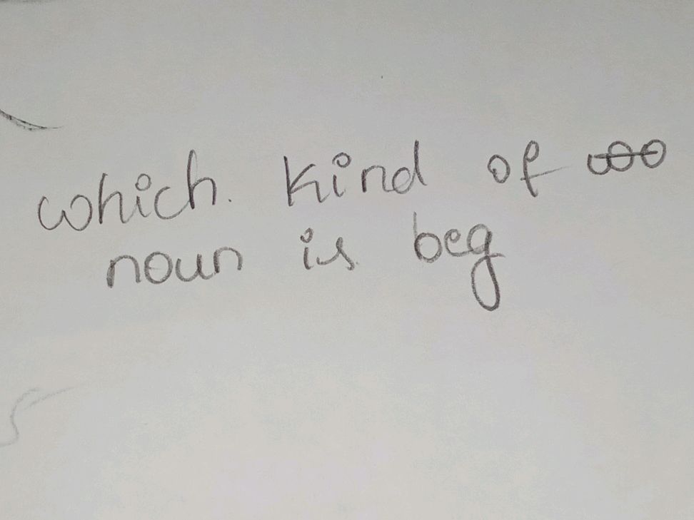 Identifying the type of noun: 'beg' | StudyX