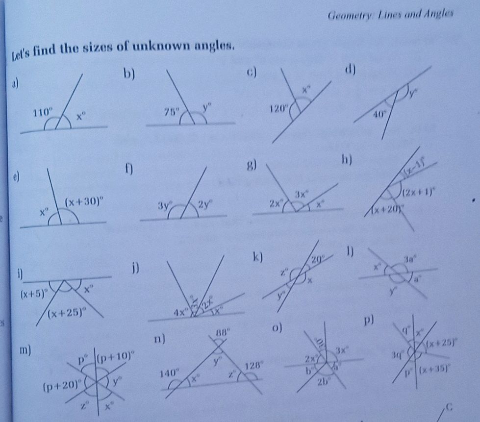 Let's find the sizes of unknown angles. a) | StudyX