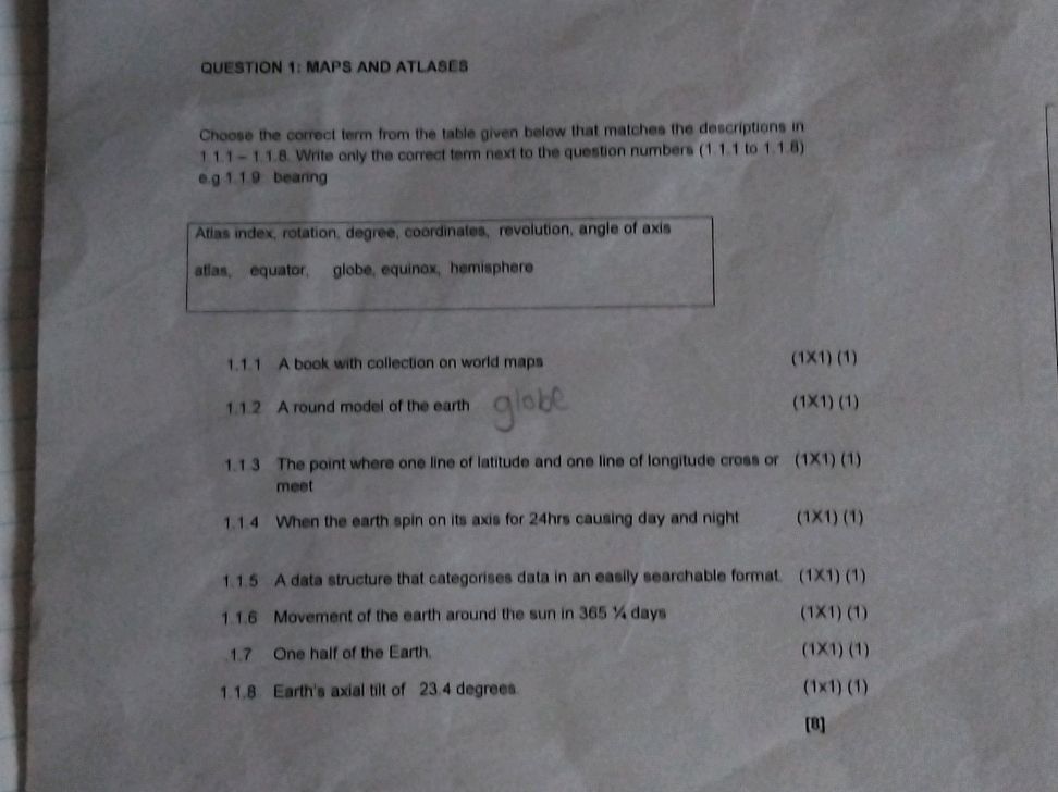 QUESTION 1: MAPS AND ATLASES Choose the | StudyX