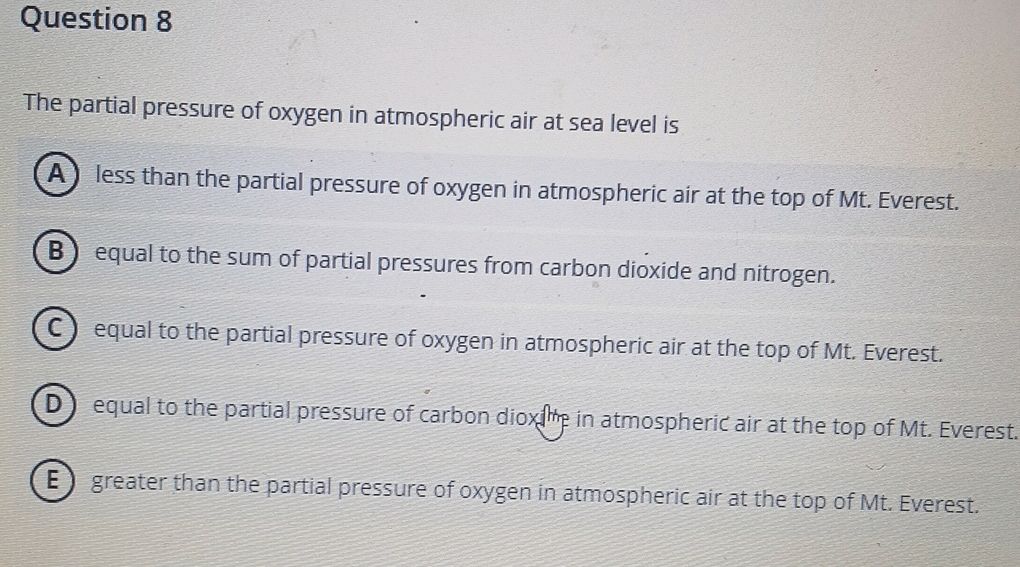 The partial pressure of oxygen in | StudyX