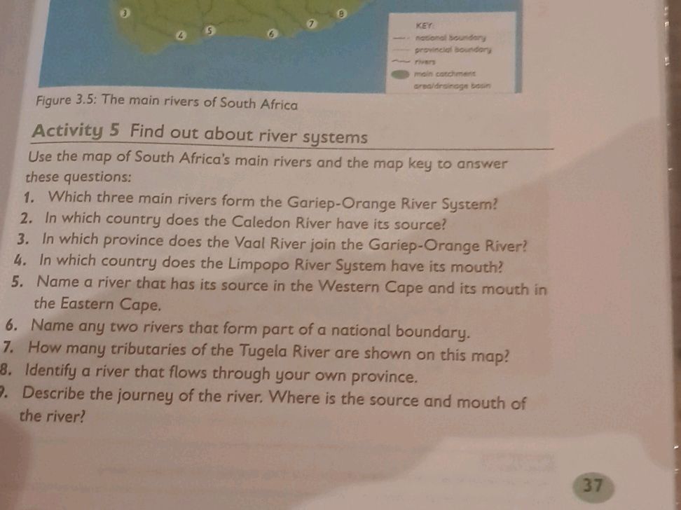 Use the map of South Africa's main rivers | StudyX