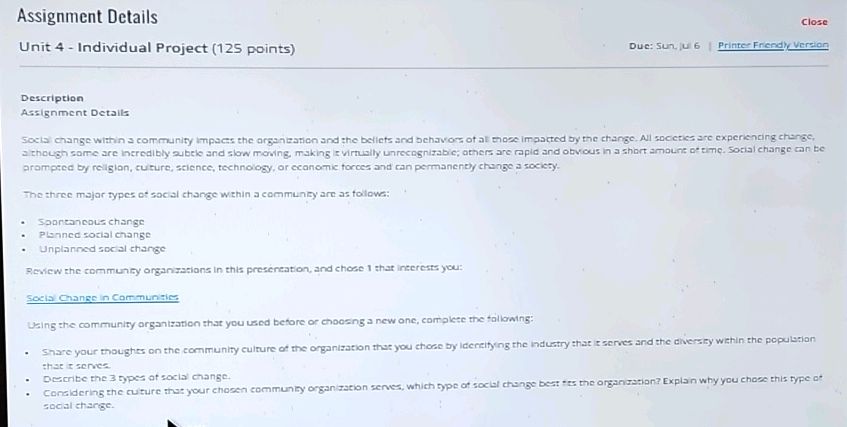 Assignment Details Unit 4 - Individual | StudyX