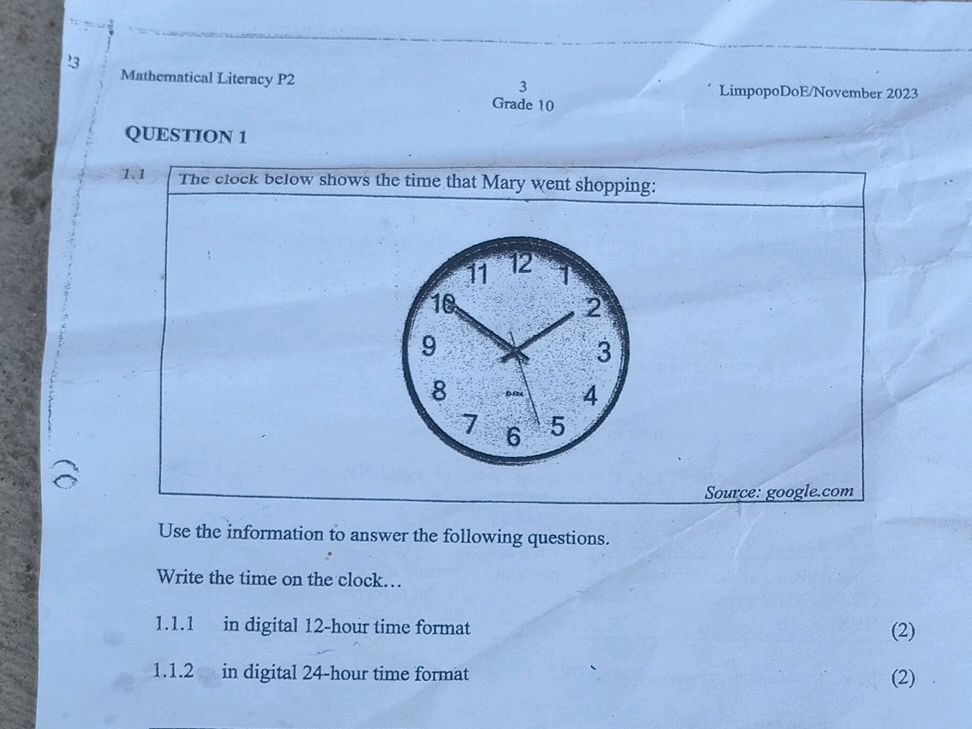 The clock below shows the time that Mary | StudyX
