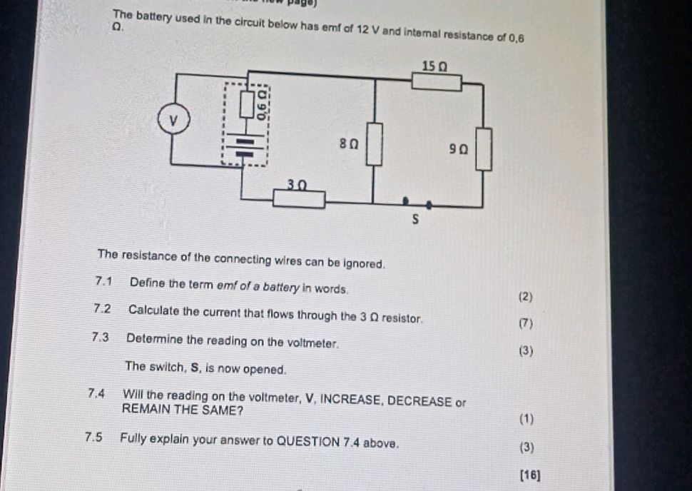 The battery used in the circuit below has | StudyX