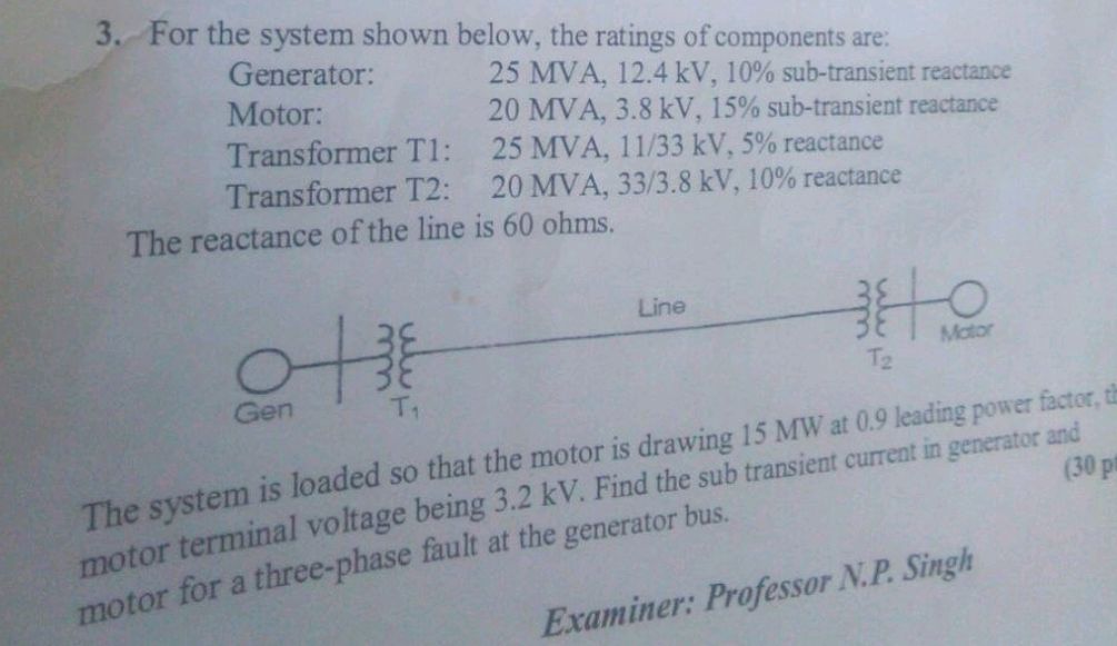 3. For the system shown below, the ratings | StudyX