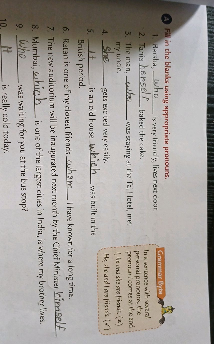 Fill in the blanks using appropriate | StudyX