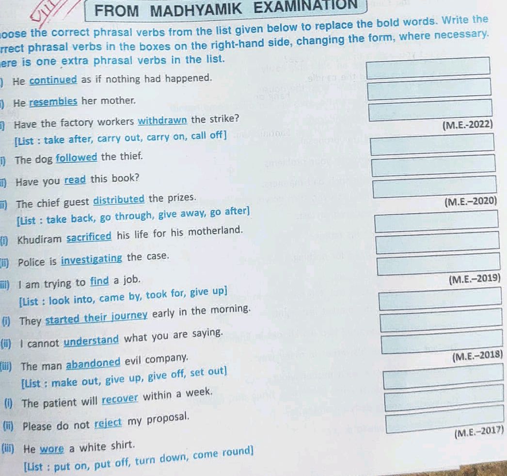 Choose the correct phrasal verbs from the | StudyX
